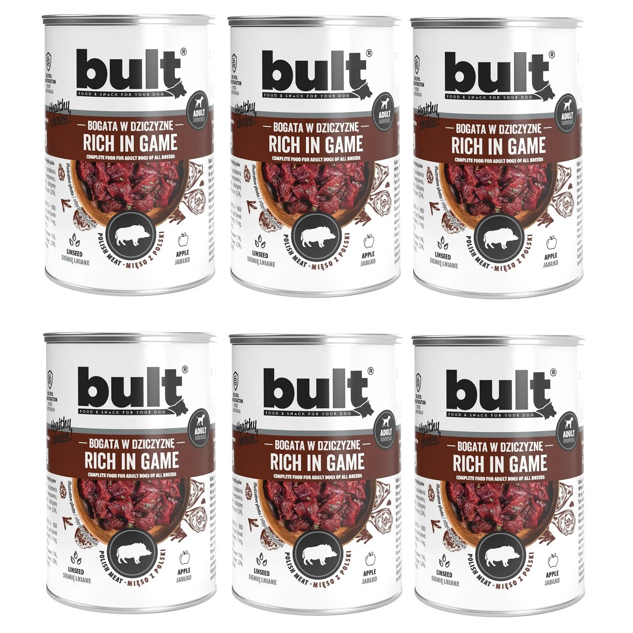 BULT MOKRA KARMA W PUSZCE DLA PSA BOGATA W DZICZYZNĘ 6x400g - Tukan24